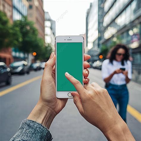 도시에서 녹색 스크린이 달린 스마트폰을 들고 있는 손 스마트 폰 초록색 화면 화면 배경 일러스트 및 사진 무료 다운로드 Pngtree