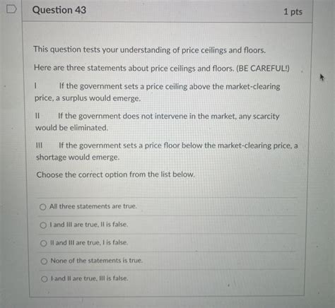 Solved Question 43 1 Pts This Question Tests Your Chegg Com