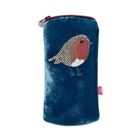 Lua Robin Velvet Glasses Purse Teal Adore
