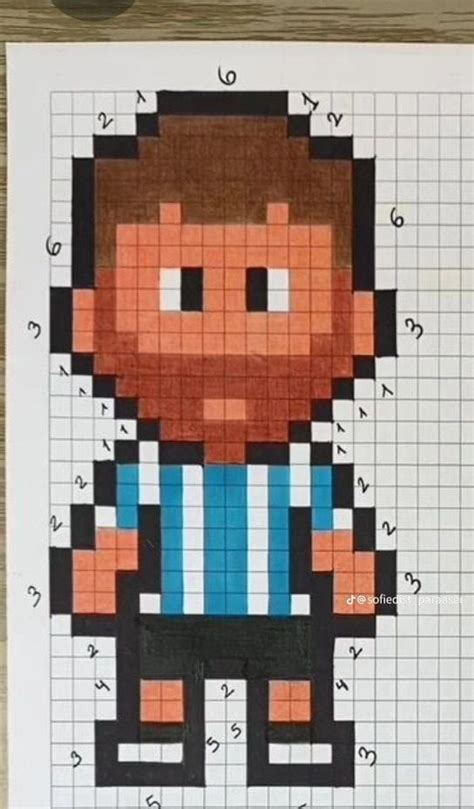 Lionel Messi Pixel Art Garabatos Divertidos Cuadricula Para