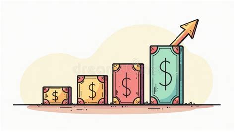 Growing Money Stack With Upward Arrow Line Art Illustration Line Art Illustration Stock