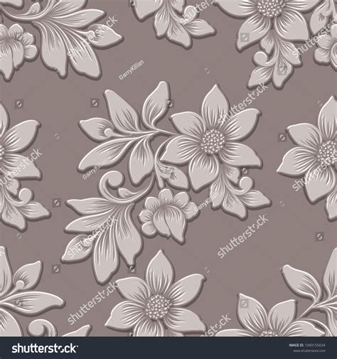 Vector Volumetric Flower Seamless Pattern Element Stock Vector Royalty Free 1049155034