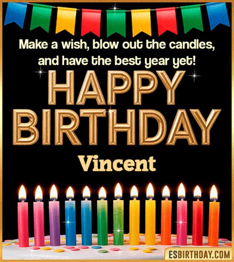 Happy Birthday Vincent  🎂 Animated Images Wishes And Music 【27 S】