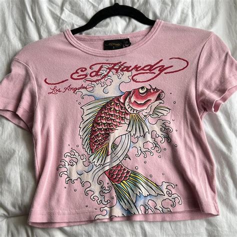 Ed Hardy X Urban Outfitters Light Pink Crop Top Depop