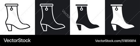 Heeled Boot Icon Set In Black And White Filld Vector Image