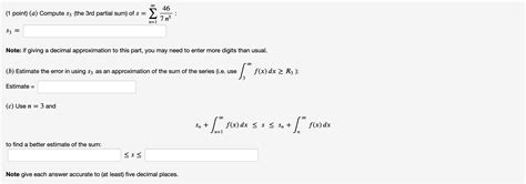 Solved Point A Compute S The Rd Partial Sum Of S Chegg