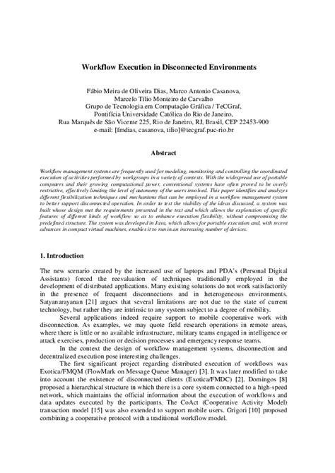 Pdf Workflow Execution In Disconnected Environments Marco A Casanova