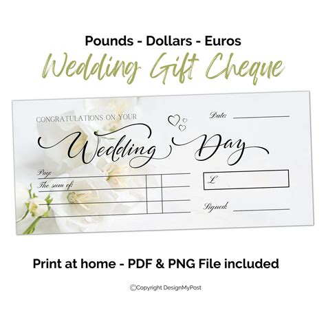 Blank Cheque T For Newly Weds Printable Wedding Money Ting Fake