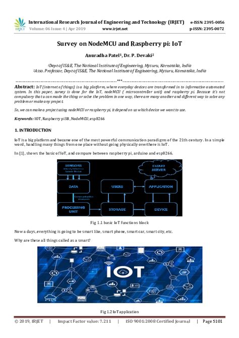 Pdf Irjet Survey On Nodemcu And Raspberry Pi Iot