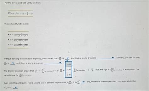 For The Three Good Ces Utility Function