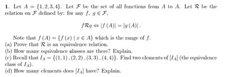 Solved 1 Let A 1 2 3 4 Let F Be The Set Of All
