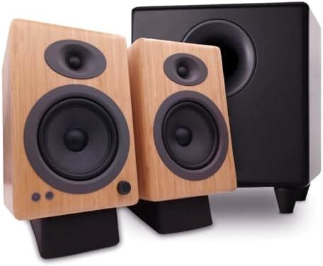Audioengine A5 Powered Wired Bamboo Bookshelf Speakers With