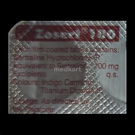 Zosert 100mg Tablet 10s Price Uses Side Effects And Substitutes Medkart