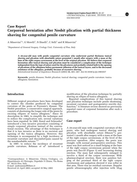 Pdf Corporeal Herniation After Nesbit Plication With Partial