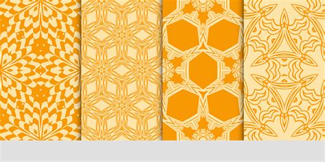 4 오렌지 컬러 패션 기하학적 완벽 한 패턴의 집합입니다 벡터 일러스트 레이 션 벽지 패브릭 인테리어 디자인 0명에 대한 스톡 벡터 아트 및 기타 이미지 Istock