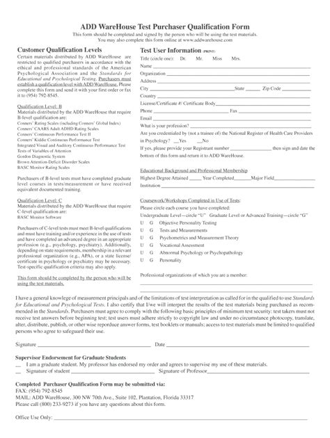 Fillable Online Add Warehouse Test Purchaser Qualification Form Fax