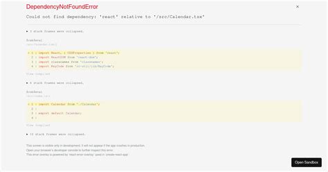 React Component Calendar Codesandbox