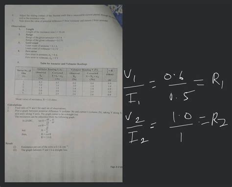 Zero Error In Ammeter E {1} 0 Mathrm{a} Zero Error In Voltmeter E {2}