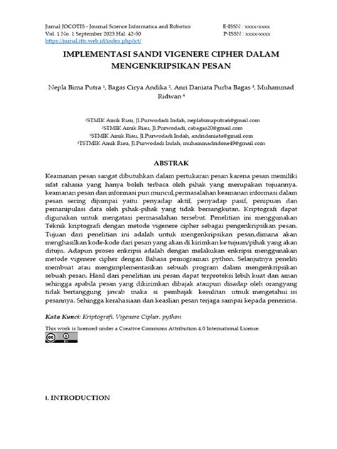 Implementasisandivigenerecipherdalammengenkripsikanpesan Pdf