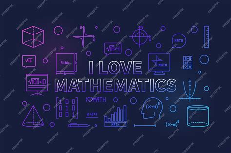 Premium Vector I Love Mathematics Concept Vector Outline Colored