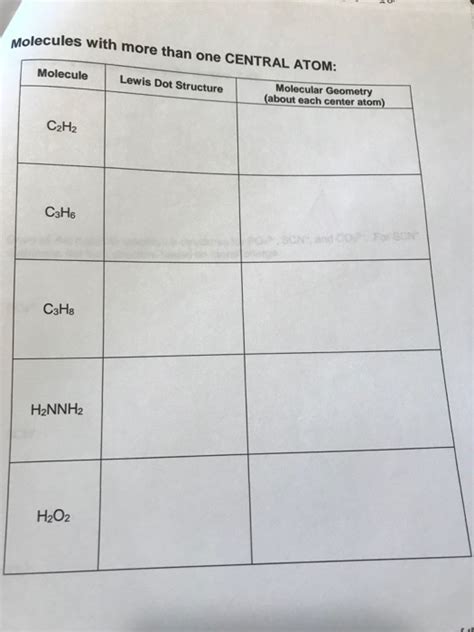 Solved Molecules With More Than One Central Atom Molecule