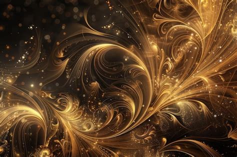 Golden Swirling Abstract Light Patterns Premium Ai Generated Image