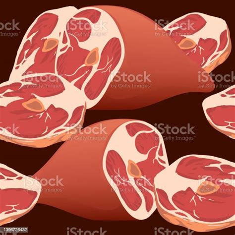 갈색 배경에 햄 벡터 일러스트레이션의 슬라이스 조각의 원활한 패턴 0명에 대한 스톡 벡터 아트 및 기타 이미지 0명 고기 미식가 Istock