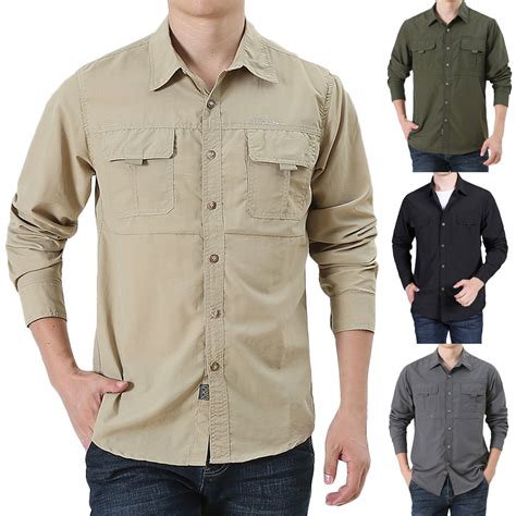 BiZtdJrK Big And Tall Button Down Shirts For Men Long Sleeve Hiking Work Shirt Lightweight Quick