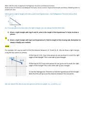 Pythagorean Theorem Distance Formula Docx Pdf MAC 1105 Pre Class Assignment Pythagorean