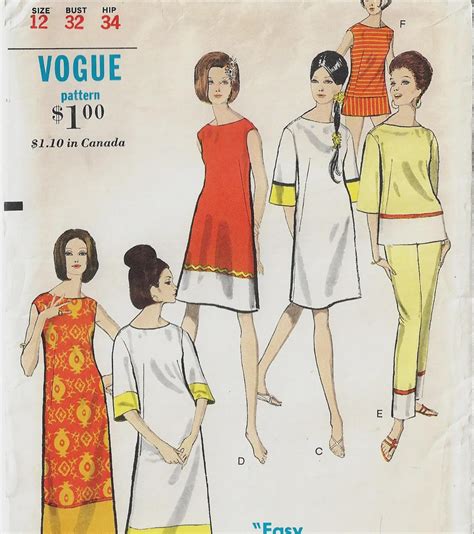 Vintage 1970s Beach Dress Blouse And Pants Pattern Vogue 6470