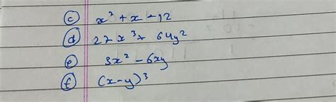 Factorize The Following Questions