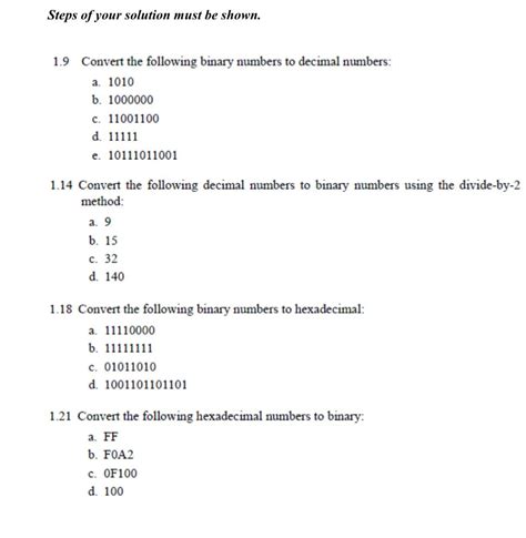 Solved Steps Of Your Solution Must Be Shown19 ﻿convert The