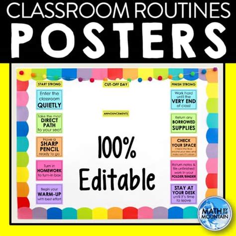 Start Strong And Finish Strong Classroom Routine Posters By Math By The