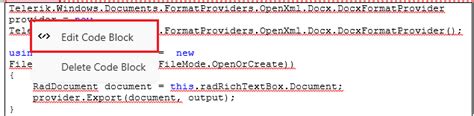 Wpf Richtextbox Format Code Block Dialog Telerik Ui For Wpf