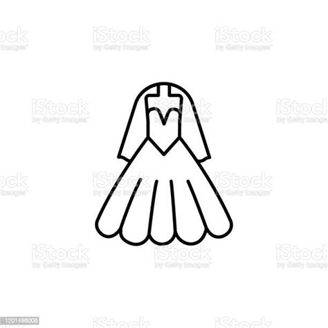 신부 드레스 라인 아이콘입니다 웨딩 일러스트 아이콘의 요소입니다 표지판 기호는 웹 로고 모바일 앱 Ui Ux에 사용할 수 있습니다 가정용 캠코더에 대한 스톡 벡터 아트 및