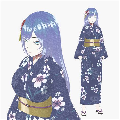 Traditional Kimono Anime Girl Full Rigged 3d Model By Guraezo On Deviantart