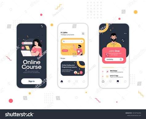 Set Ui Ux Gui Screens Online Stock Vector Royalty Free Shutterstock