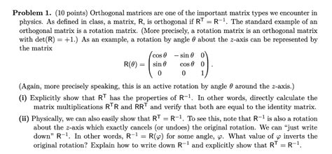 solved problem 1 10 points orthogonal matrices are one of
