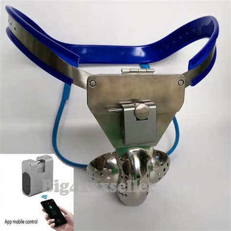 Male Stainless Steel Chastity Cage With Dual Cable App Remote Control