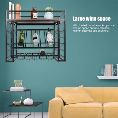 Étagère à Vin Casier Mural En Métal Modulable Rangement Pour Verre à