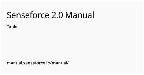 Table Senseforce Manual