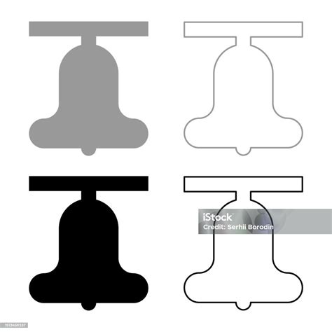교회 종소리 개념 종탑 종탑 세트 아이콘 회색 검정 색상 벡터 그림 이미지 단색 채우기 윤곽선 등고선 얇은 플랫 스타일 0명에