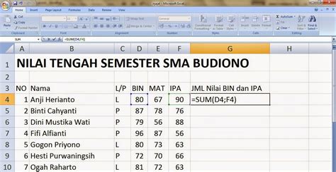 Rumus Menghitung Jumlah Data Pada Excel Silabus Paud