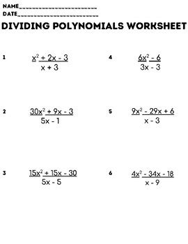 10C Dividing Polynomials Worksheet By Everything Algebra 1 Texas Edition