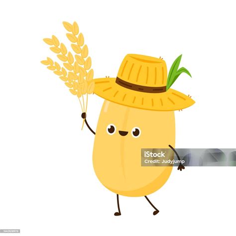 쌀 캐릭터 흰색 배경에 쌀 벡터입니다 쌀 씨앗 쌀 자루 벡터입니다 농민 모자 벡터입니다 갈색에 대한 스톡 벡터 아트 및 기타 이미지 Istock