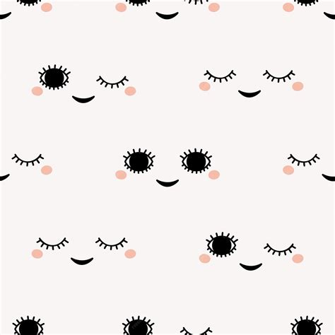 Premium Vector Cute Faces Semless Vector Pattern