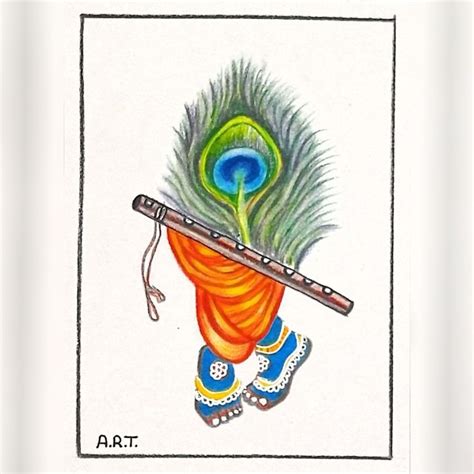 Krishna Flute Drawing With Color