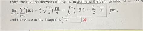 Solved From The Relation Between The Reimann Sum And The