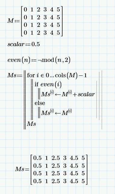 Solved Adding A Scalar To Every Other Column In A Matrix Ptc Community