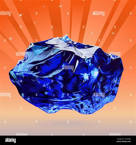 Natural Rough Sapphire Gemstone Vector Illustration Of Stunning Uncut